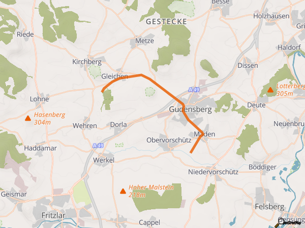 Naviki – Radroute lokal: Maden - Gudensberg - Gleichen